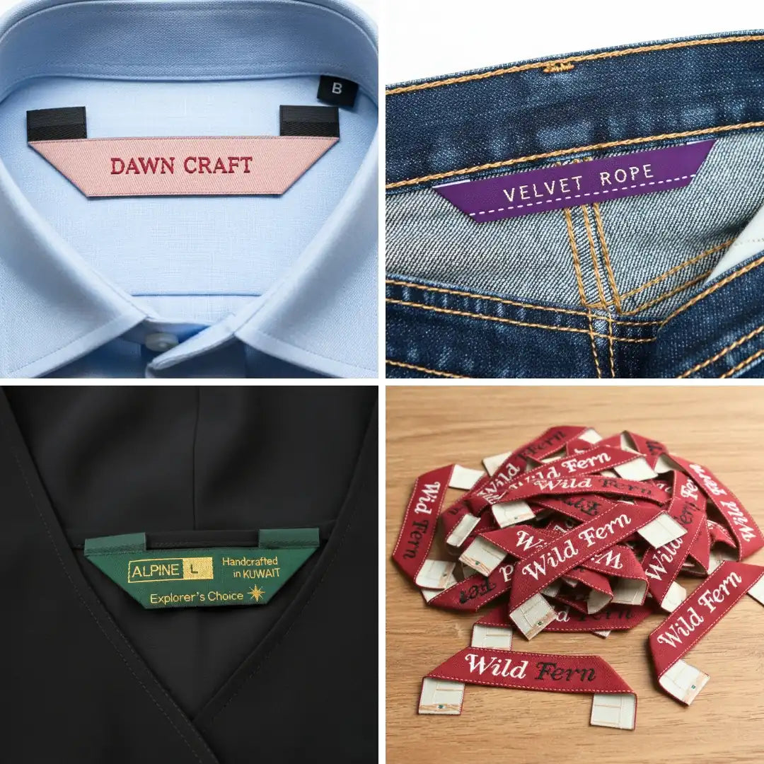 Custom Hanger Fold Woven Labels in Kuwait – Karyan Art | كاريان أرت
